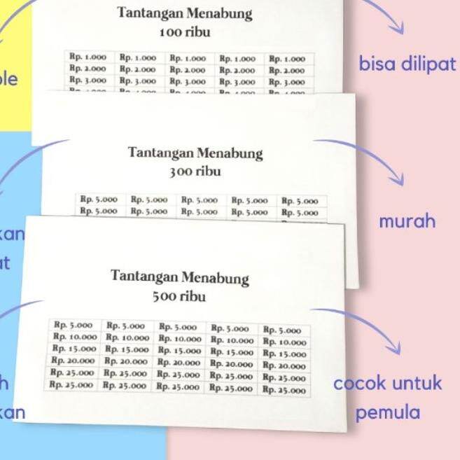 Tempat penyimpanan uang Amplop Tantangan Menabung Savings Challenge ...