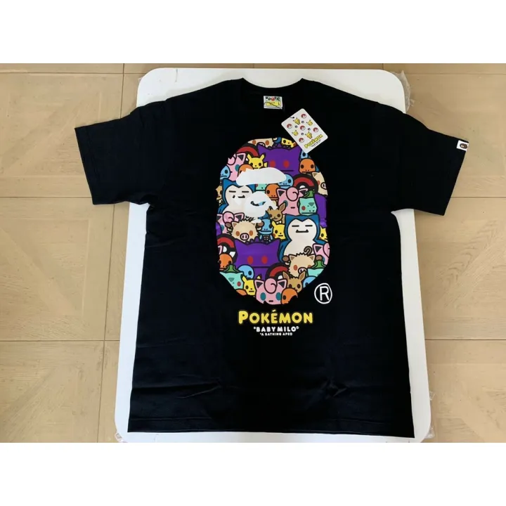 A BATHING APE เสื้อยืดแขนสั้นผ้าฝ้าย 100% พิมพ์ลาย A Bape X Pokemon สี ...