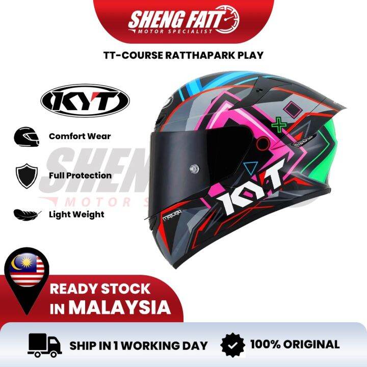 KYT TT Course Ratthapark Play Helmet Motor Visor Topi Keledar ...