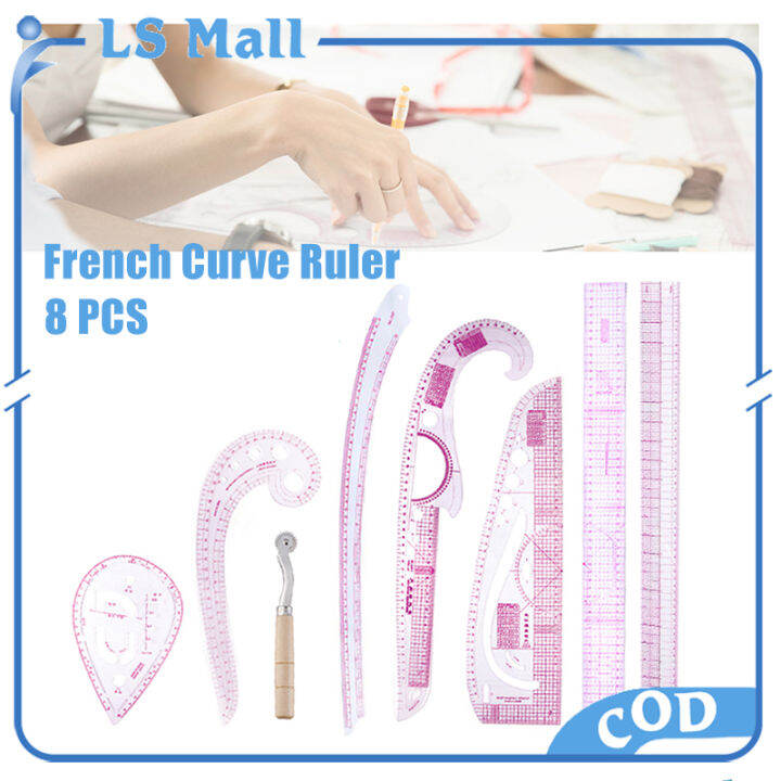 8PCS Sewing French Curve Ruler Set Tailor Measuring Kit for Fashion ...