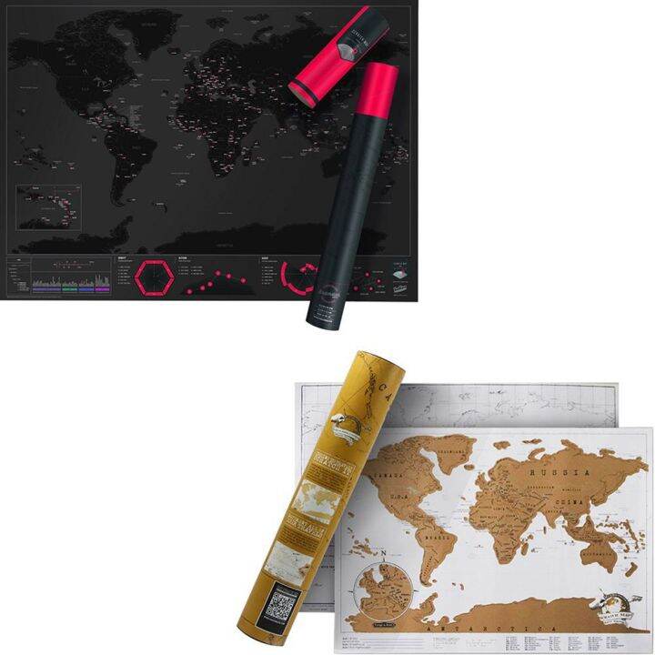 World Travel Map Easy Scratching Gold Foil Map | Lazada PH