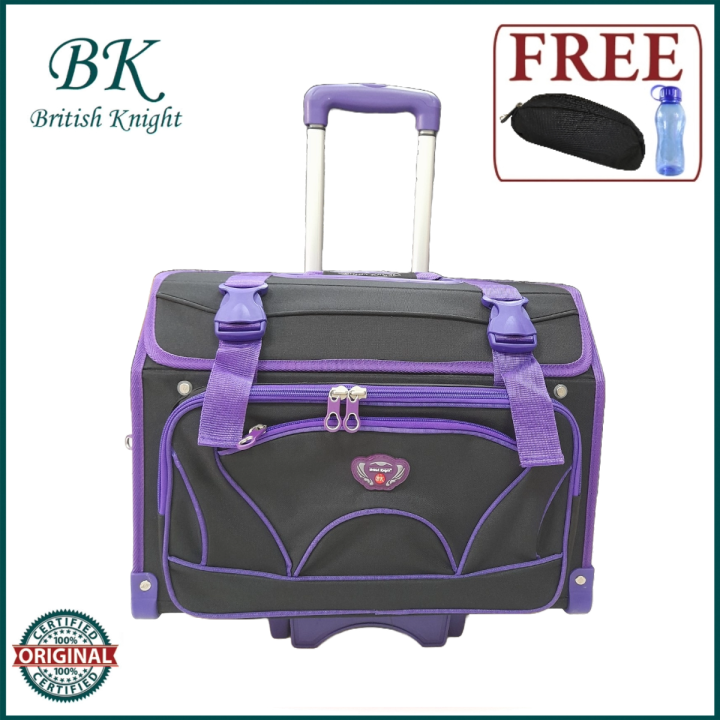 British Knight BBT17205 Black/Purple School Trolley Bag 2 Wheels Large ...