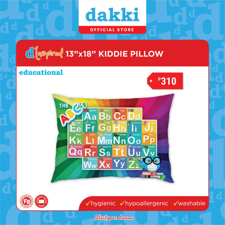 dakki Inspired 13"x18" Educational Alphabet Kiddie Pillow | Lazada PH