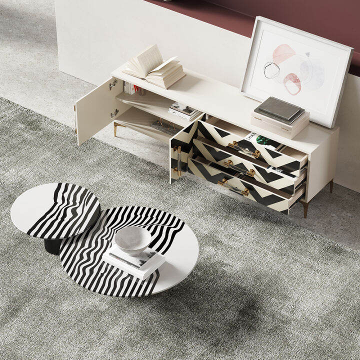 Light Luxury European Modern TV cabinet Console TV Unit Wall Stand ...