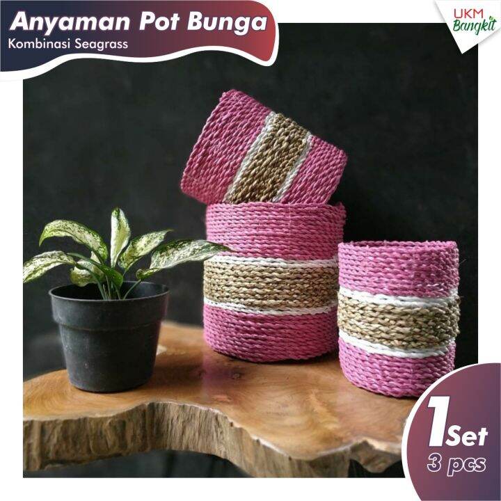 Cover Pot Bunga - Pot Bunga Anyaman Seagrass Murah - Keranjang Anyaman ...