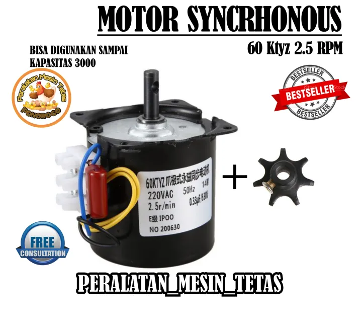Motor Synchronous 60Ktyz 2.5 RPM Untuk Rak Ayun Mesin Tetas Kapasitas ...