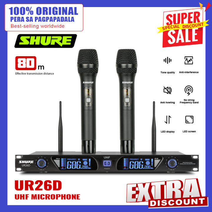 SHURE UR26D wireless microphone 1 drag 2 UHF frequency modulation 150M ...