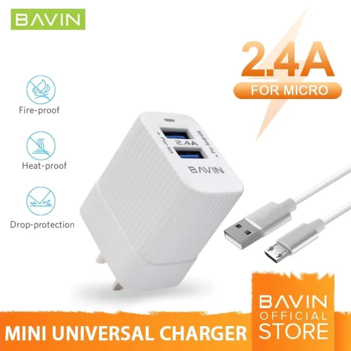 BAVIN PC511 2.4A Mini Portable Universal Wall Charger Android V8 Type-C ...