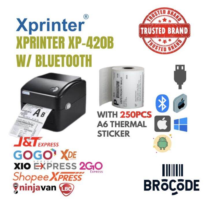 WAYBILL THERMAL PRINTER XPRINTER XP-420B WITH BLUETOOTH BLACK UNIT ...