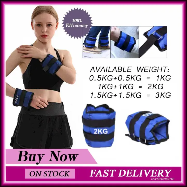 【Warranty】1KG 2KG 3KG Power Gym 1 Pair Of Ankle Wrist Weights (Velcro ...