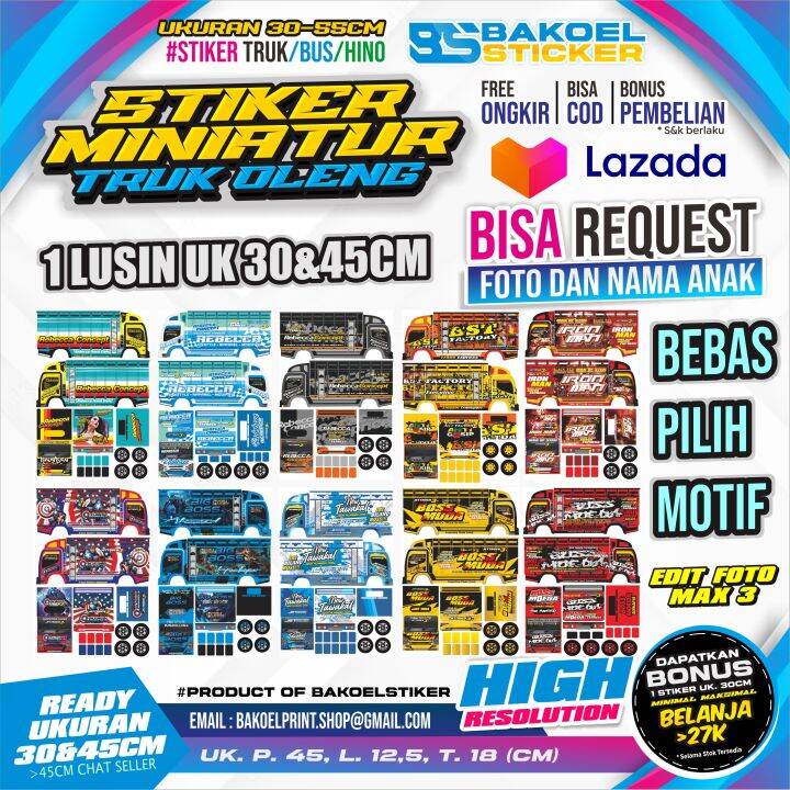STIKER MINIATUR TRUCK OLENG UKURAN 30CM | Lazada Indonesia