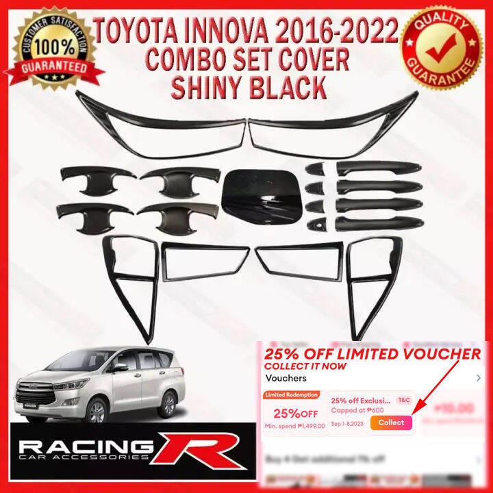 Toyota Innova 2016 to 2024 Combo Set Garnish Cover Shiny Black 2017 ...