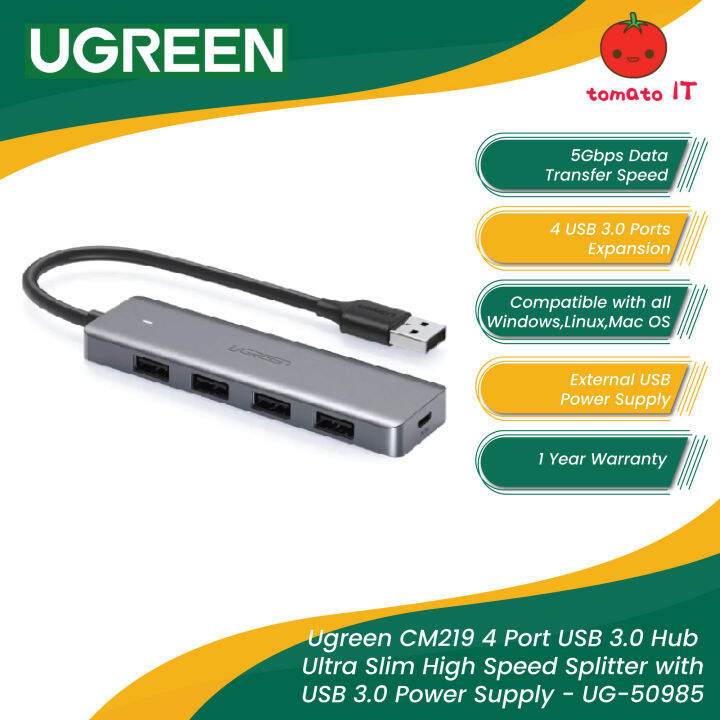 Ugreen CM219 4 Port USB 3.0 Hub Ultra Slim High Speed Splitter with USB ...
