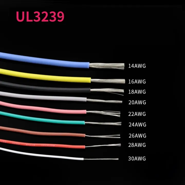 1 Meter UL3239 3KV Flexible Soft Silicone Wire Insulated Tinned Copper Electrical Cable 3000V 30 ...