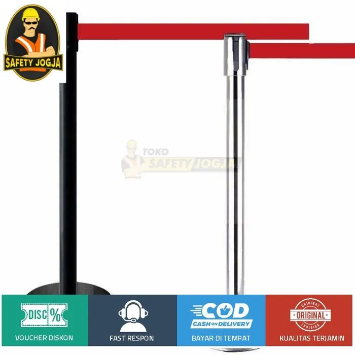 Tiang Antrian Standing Barrier Railing Stand Pembatas Antrian Stainless ...