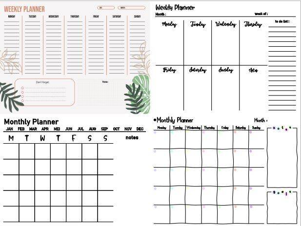 Acrylic Planner A3 A4 Monthly Weekly Korean aesthetic cute / Papan ...