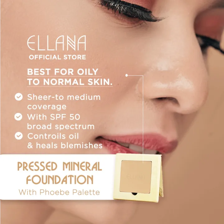 Pressed Mineral Foundation SPF50 with Phoebe Palette - Ellana Cosmetics ...