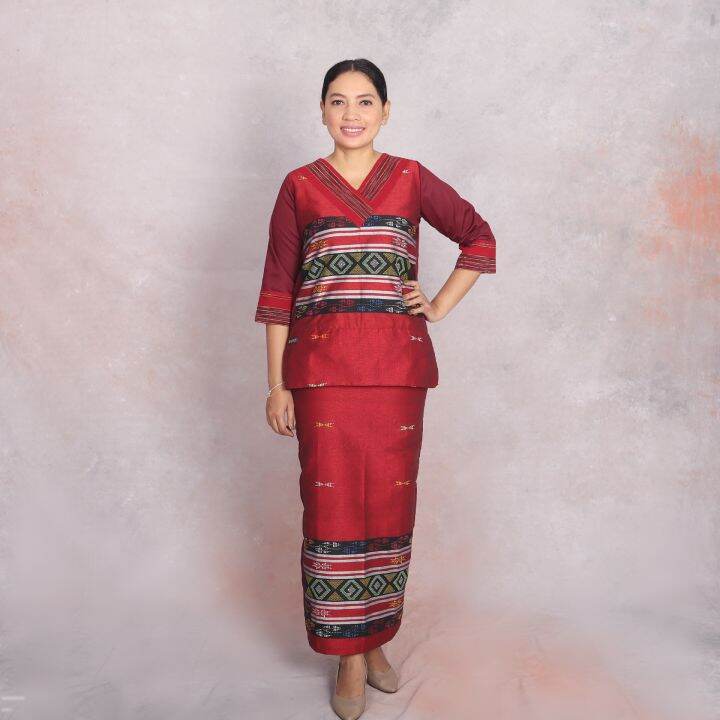 Setelan Etnik Tenun Ulos Sadum Siantar Maroon (Couple Dijual Terpisah) Model : Mangolu | Lazada ...