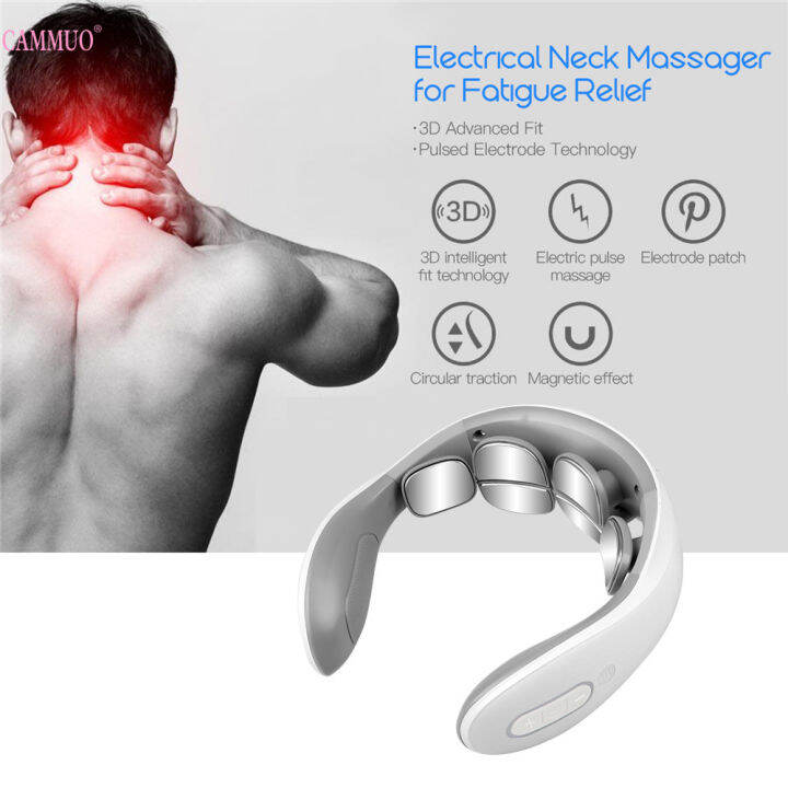 Cammuo Electric Neck Back Pulse Massager 6 Heads With Heat Pain Relief ...
