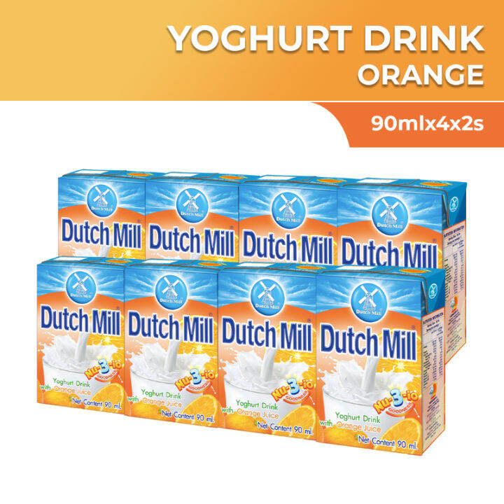 Dutch Mill Yoghurt Drink Orange Juice 90ml x 4 - Pack of 2 | Lazada PH