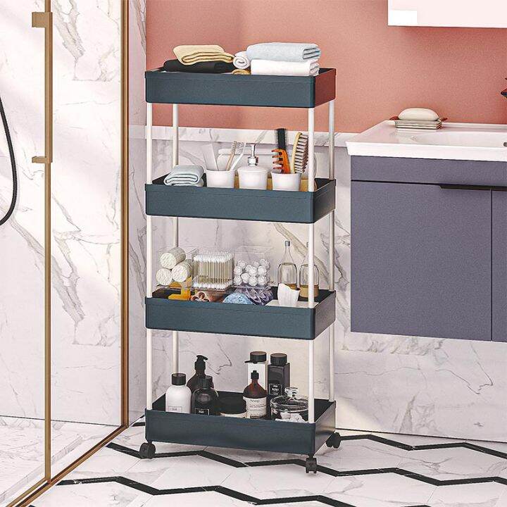 【Local Delivery】Kitchen Multi-layer Storage Rack with Roller Bathroom ...