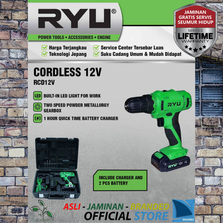 Mesin Bor Baterai 12 Volt + Accessories - Cordless Charger RCD12V RYU ...