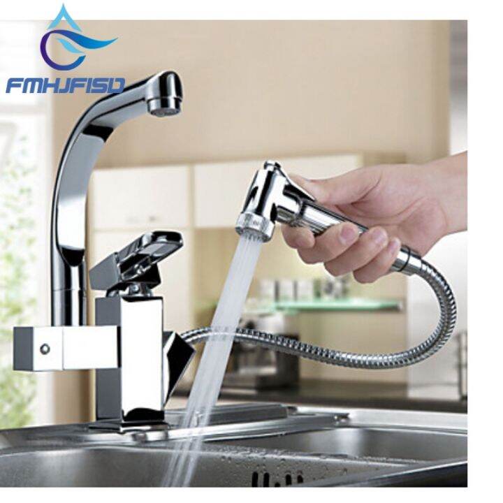 Luxury Pull Out Sprayer Single Handle Hole Kichen Faucet Deck Mounted