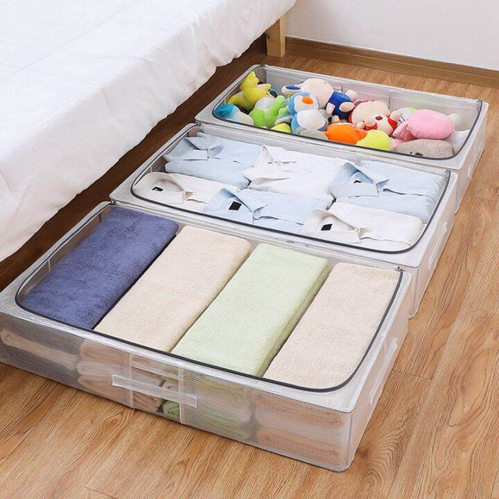 90L Folding steel frame storage box Home Clothes Quilt Under Bed ...