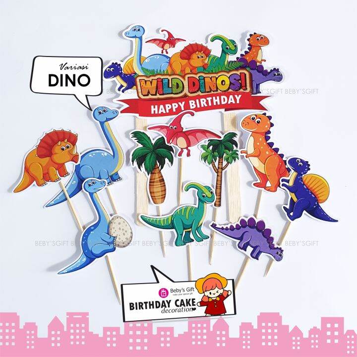Topper Cake Ultah - Dinosaurus Dino | Lazada Indonesia