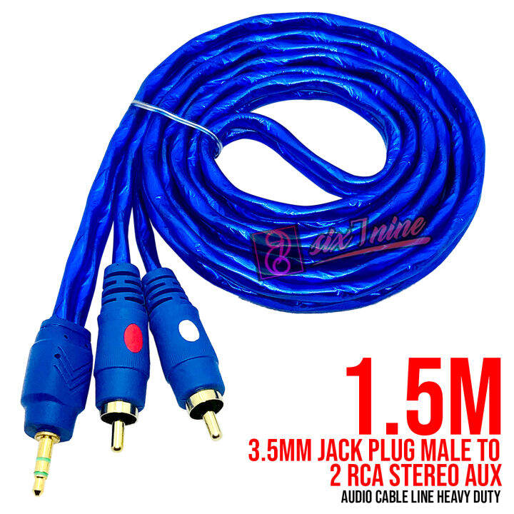 Heavy Duty 1.5M 3.5mm Jack Plug Male to 2 RCA Stereo AUX Audio Cable Line Headphone Wire Cord ...