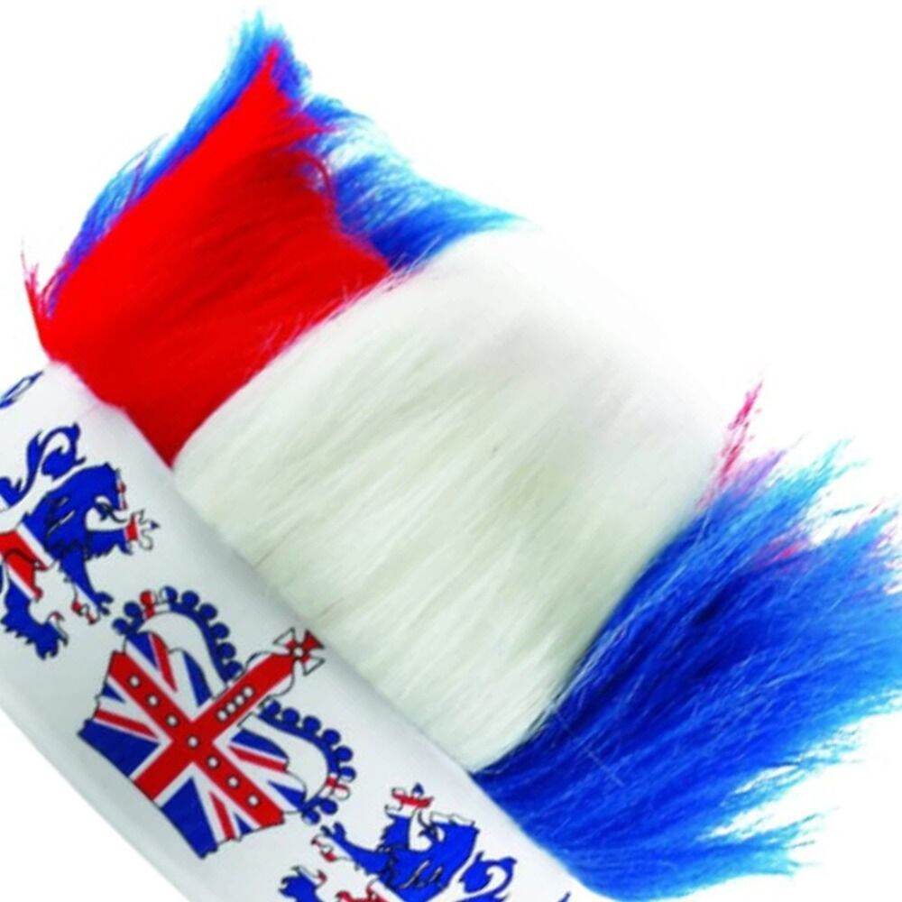 MUMU หมวกธงยูเนี่ยนแจ็กวิกผม King Charles สีแดงสีขาวและสีฟ้าที่คาดศีรษะชุดแฟนซี | Lazada.co.th