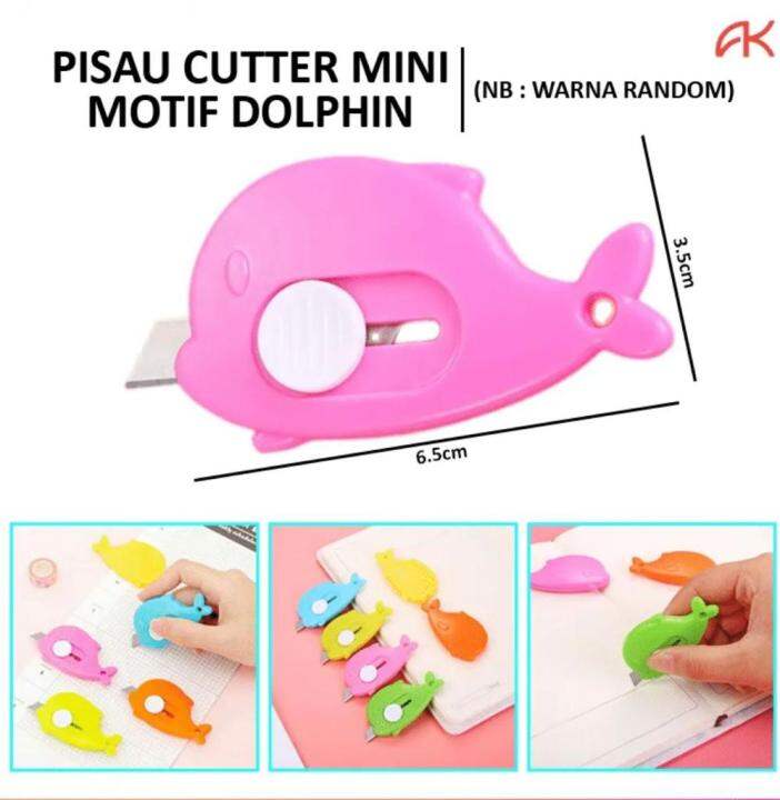 Cutter Dolphin / Cutter Mini / ATK / Pisau Kertas Praktis | Lazada ...