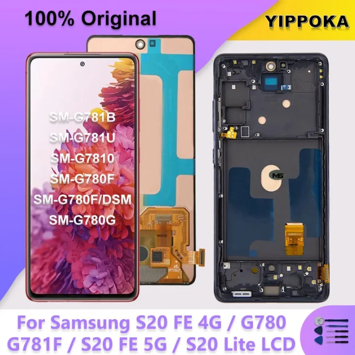 Original สำหรับ Samsung Galaxy S20 FE 4G จอแสดงผล S20FE LCD S20 Lite Touch Screen Digitizer ...