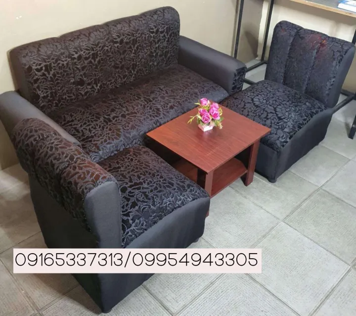 SALA SET BLACK VELVET WITH CENTER TABLE | Lazada PH