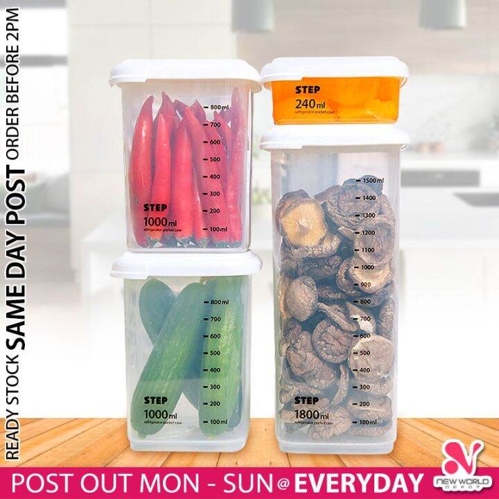 𝗔𝗜𝗥-𝗧𝗜𝗚𝗛𝗧 》Japan Multipurpose Plastic Transparent Airtight Food Container Storage Box Bekas ...