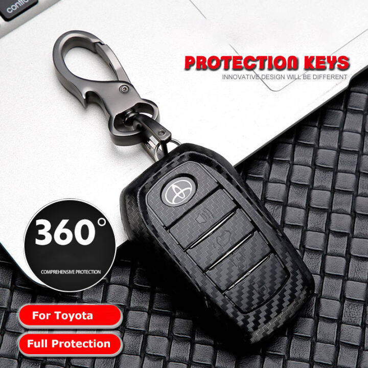 LAIFU Carbon Fiber ABS Matte Car Key Case Cover for Toyota Hilux ...