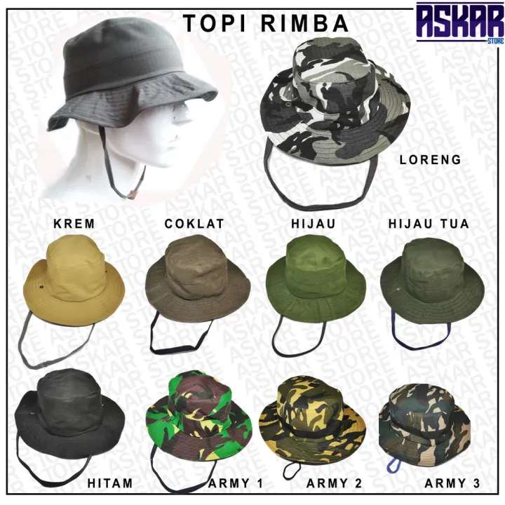 Topi Rimba / Topi Naik Gunung / Topi Mancing / Topi Hiking / Topi ...