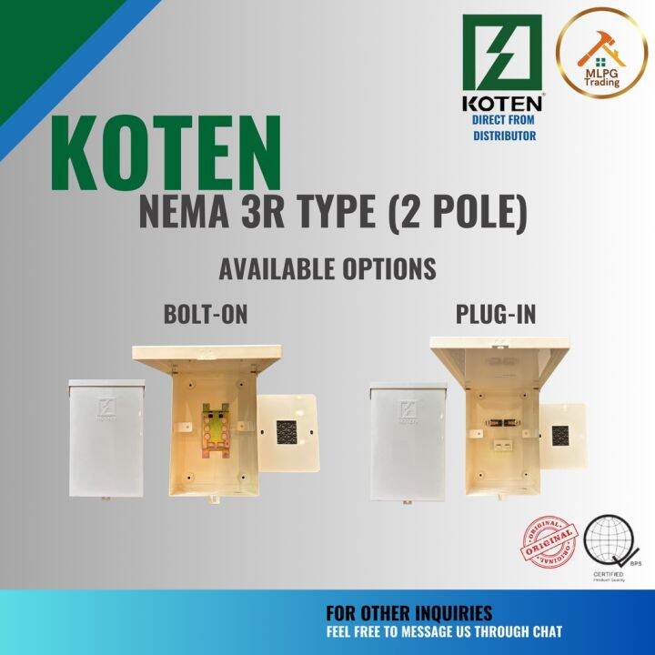 Koten Nema 3R 2-Pole Plug-In OR Bolt-On Type (ENCLOSURE ONLY) (For Koten Breakers) | Lazada PH