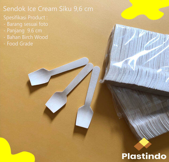 Sendok ES KRIM Kayu Bentuk SIKU 9,6 cm isi 25 pcs | Sendok Dessert ...