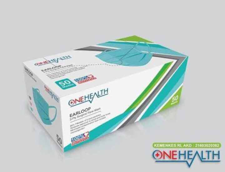MASKER SURGICAL 3PLY ONE HEALTH 1BOX ISI 50PCS face mask masker medis ...