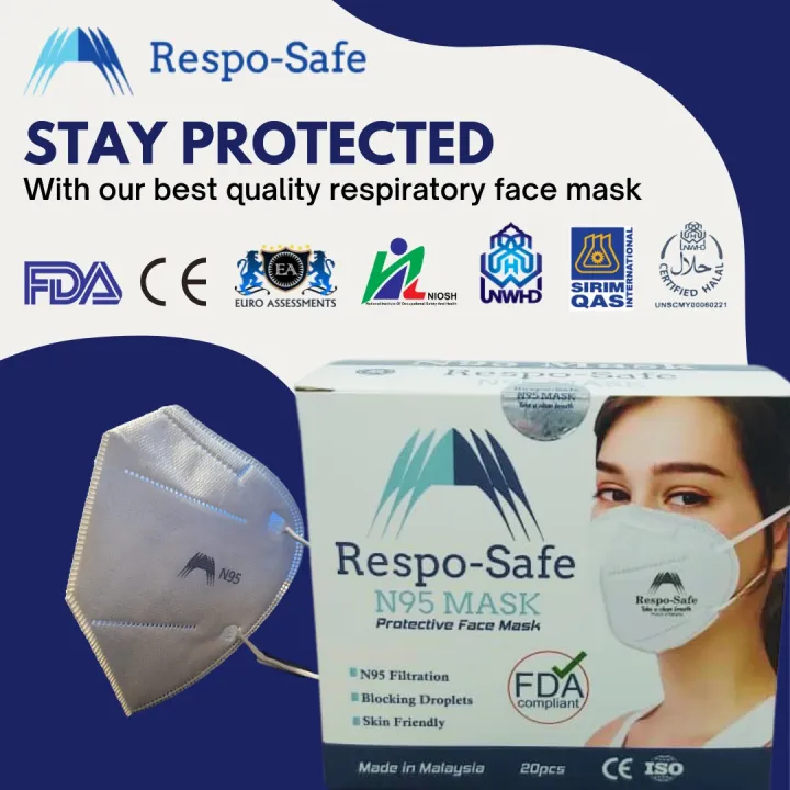 Respo Safe N95 Respirator 5Ply Mask Niosh Syariah Fda Ce Compliance ...