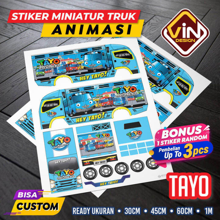 STIKER MINIATUR TRUK / TAYO / KARTUN / POLA STICKER MINIATUR TRUCK ...
