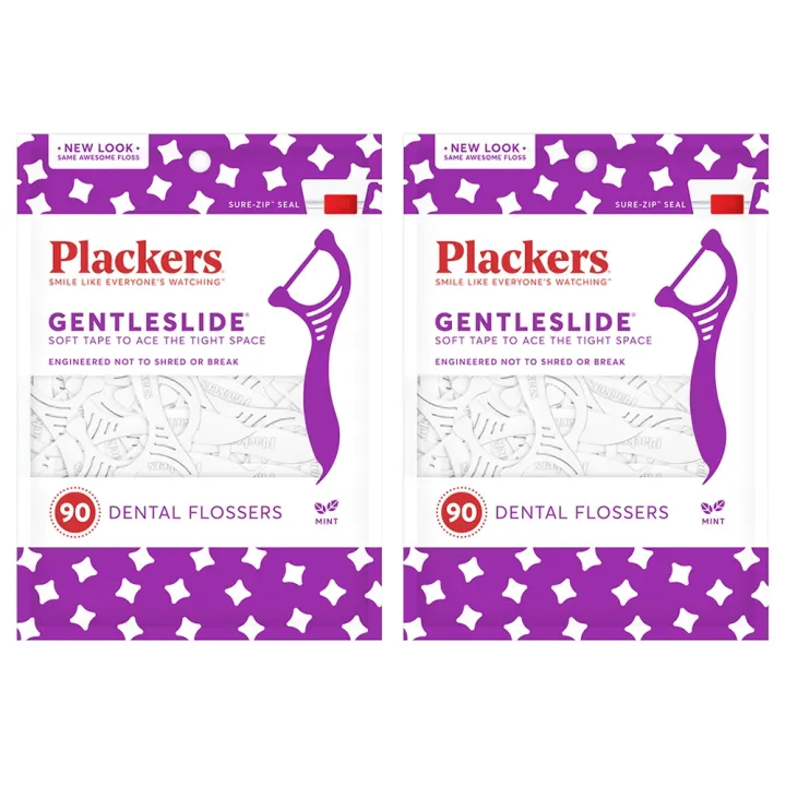 Plackers Gentleslide Dental Flossers, Mint Blast Flavor, Gentle Clean, Soft Floss with Superior ...