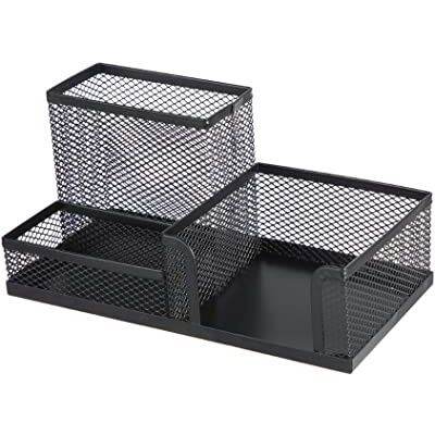 Tempat Pulpen Pensil Meja Memo Besi Kawat Hitam Wire Mesh 20x10x10 cm ...