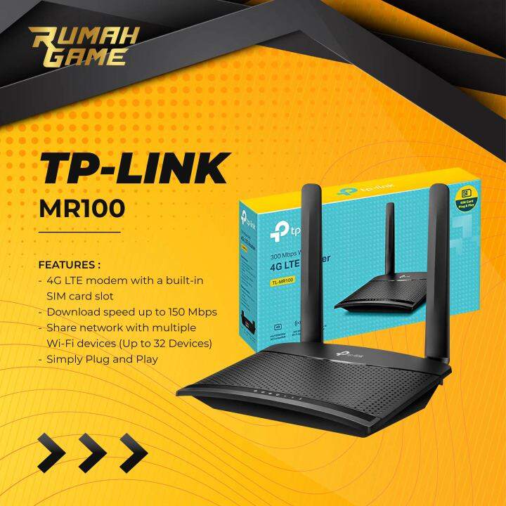 Wifi Router TP-LINK MR100 300Mbps Wireless N 4G LTE Simcard Plug&Play ...