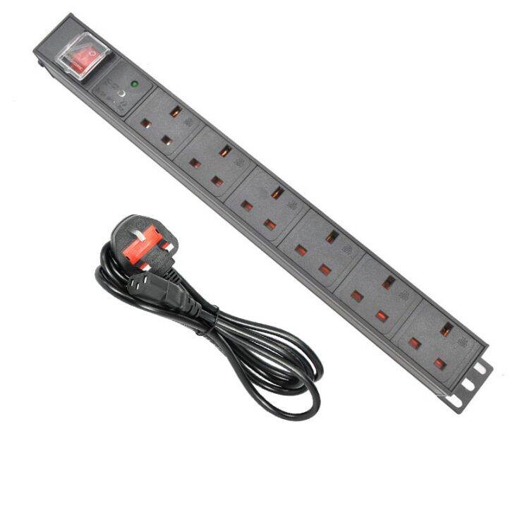 Pdu 1u Network Cabinet Rack Power Strip Distribution Outlet 6 Units Universal Socket Break