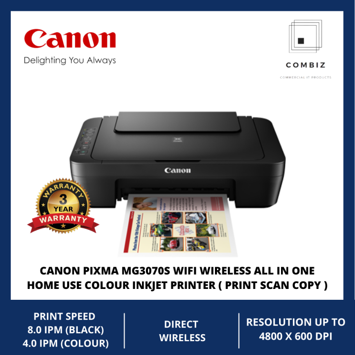 CANON PIXMA MG3070S WIFI WIRELESS ALL-IN-ONE HOME USE COLOUR INKJET ...