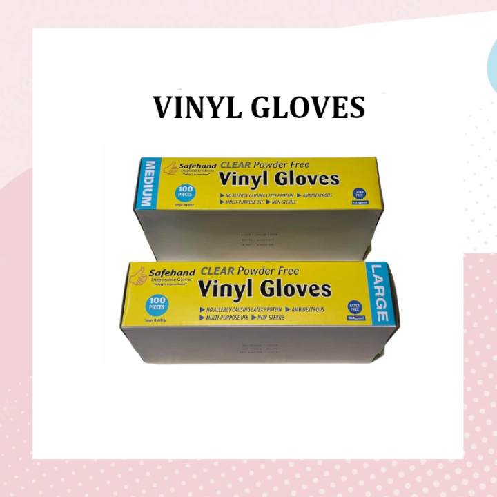 (PER BOX) 100pcs Disposable Gloves Powder-Free Clear Vinyl Gloves Glove ...