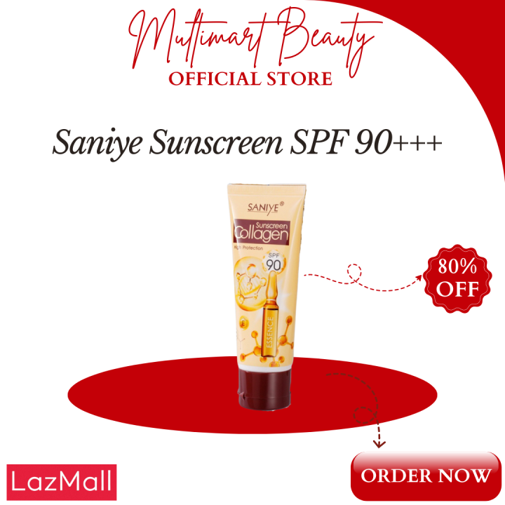 SANIYE SUNSCREEN ORIGINAL SANIYE Sunscreen Collagen SPF90+ PA+++ Sunblock Face Cream Whitening ...