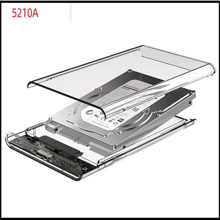 5210A โปร่งใสโปร่งใส แบบพกพาได้ พร้อมสายชาร์จ USB 2.5นิ้วค่ะ เคส HDD มือถือ เคสแบ SATA กล่องใส่ ...